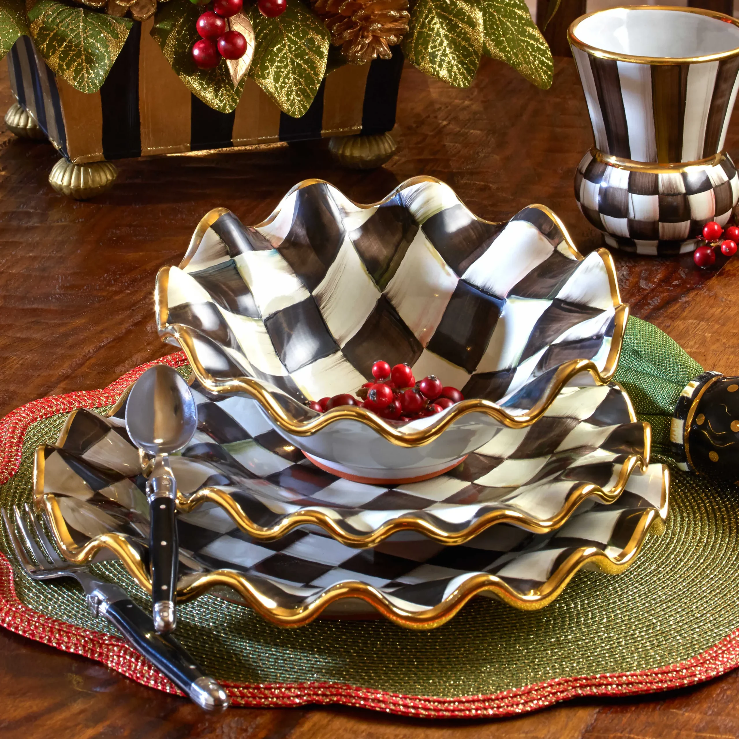 Courtly Check Fluted Breakfast Bowl - Courtly Check