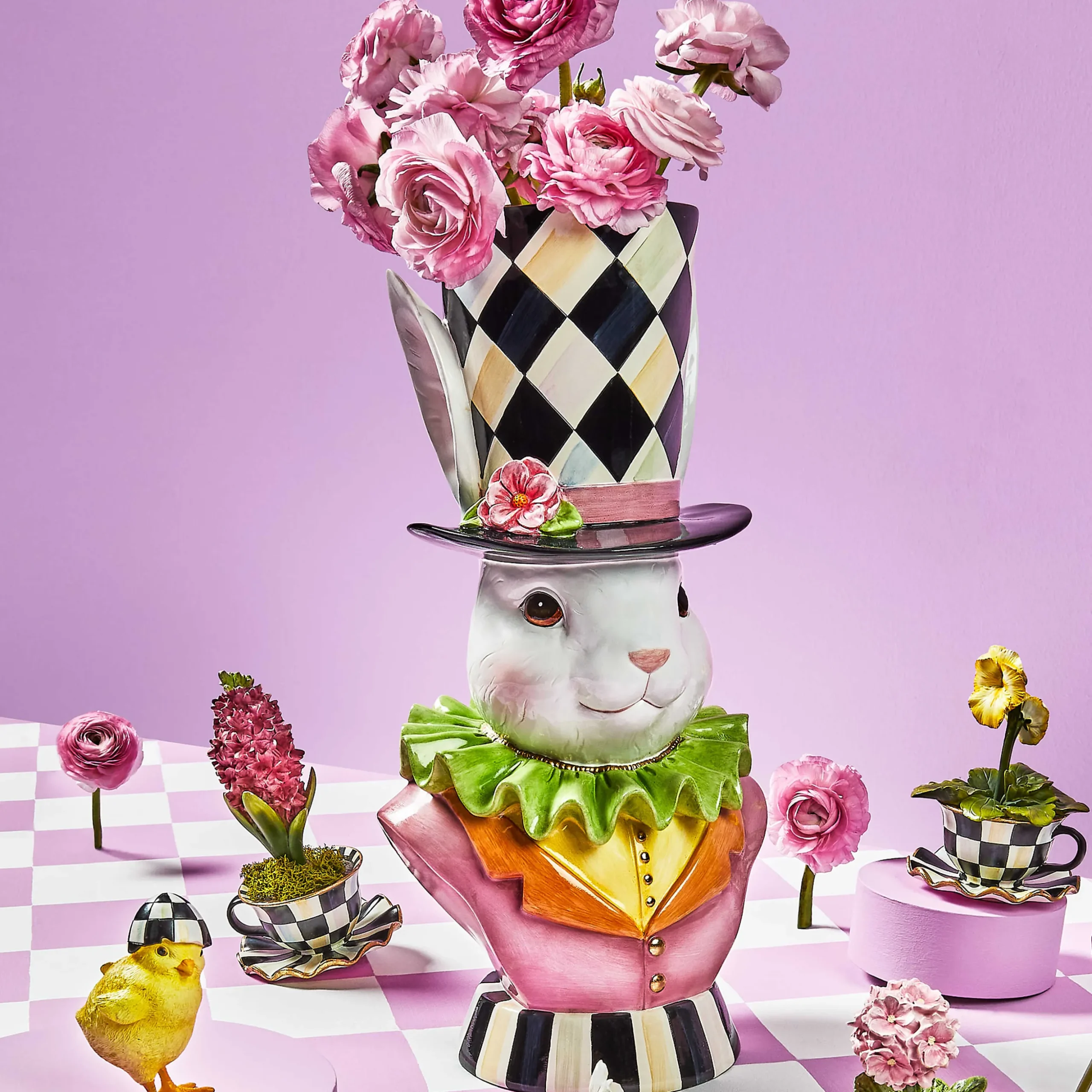 Rose Rabbit Planter - Courtly Check