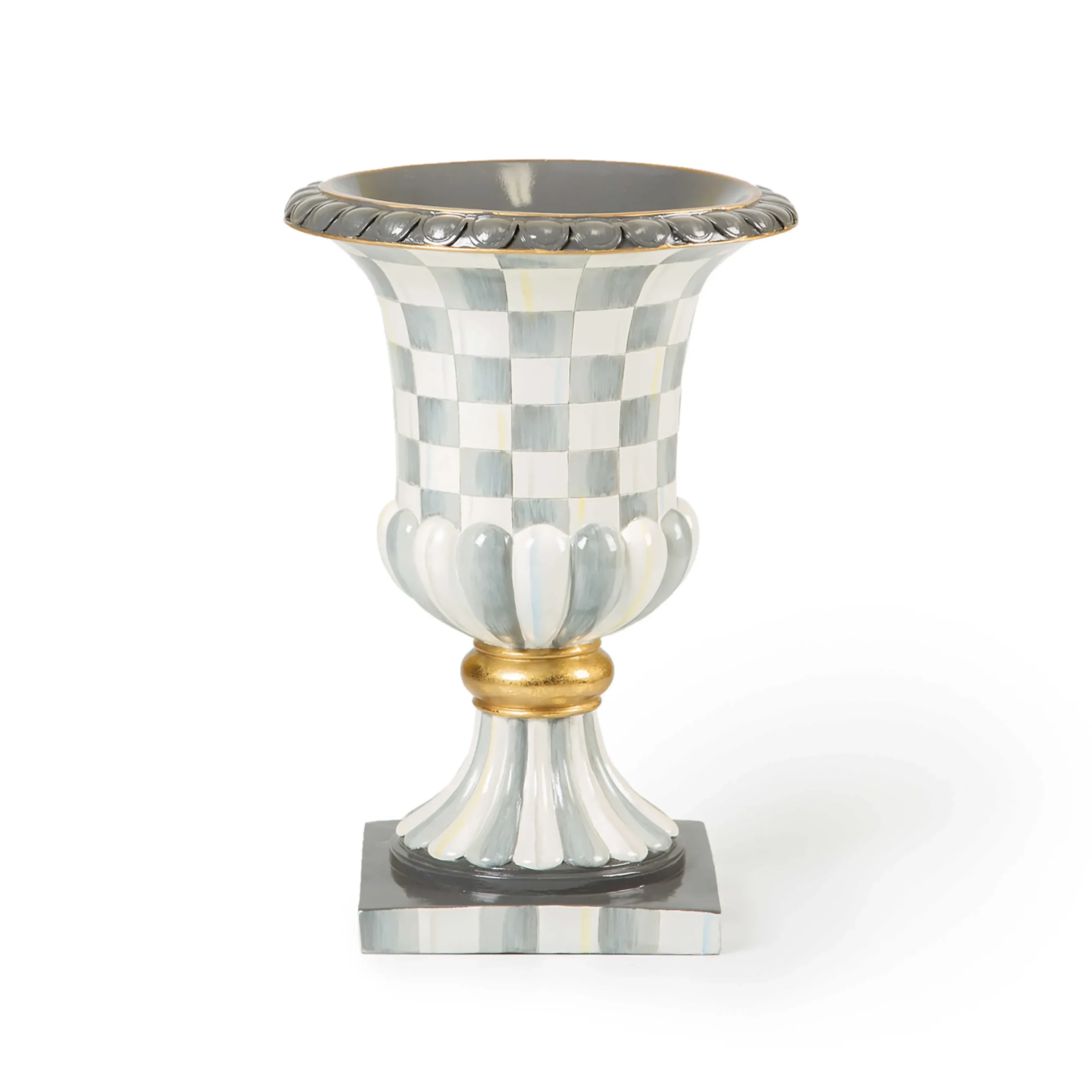 Sterling Check Pedestal Tabletop Urn - Courtly Check